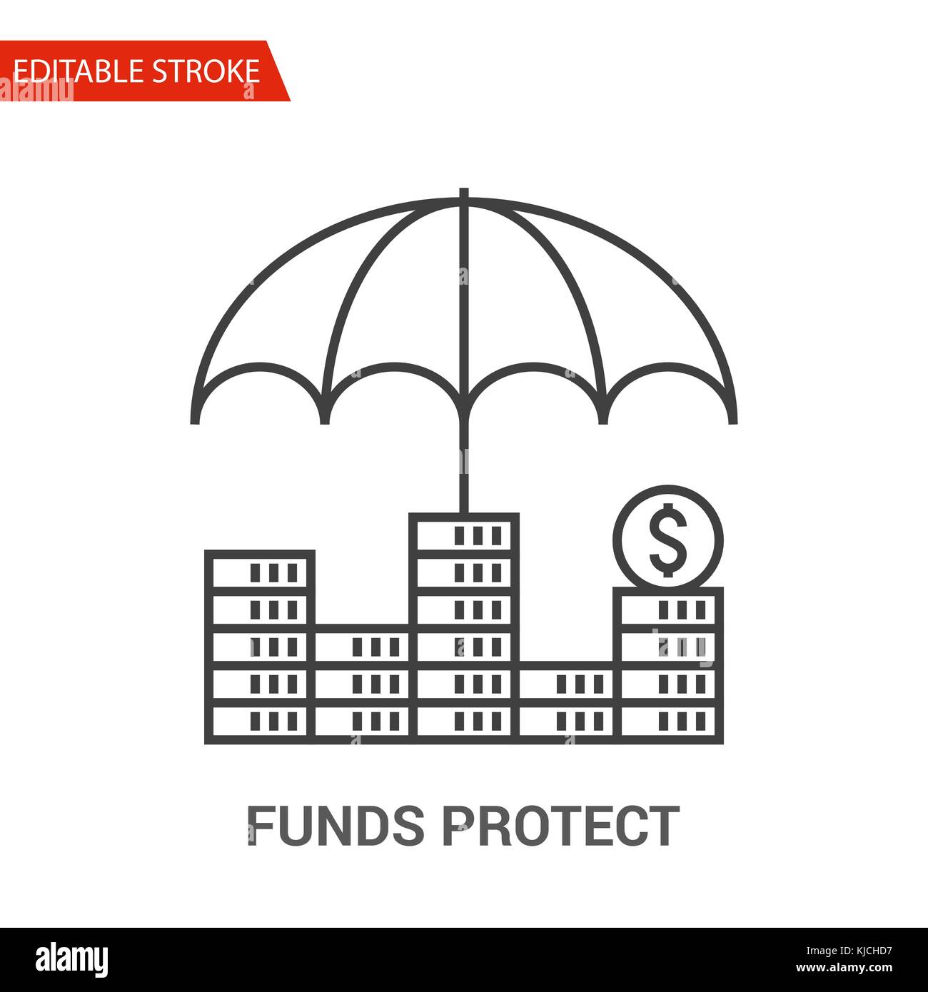 Funds Protect Icon. Thin Line Vector Illustration. Adjust stroke weight ...