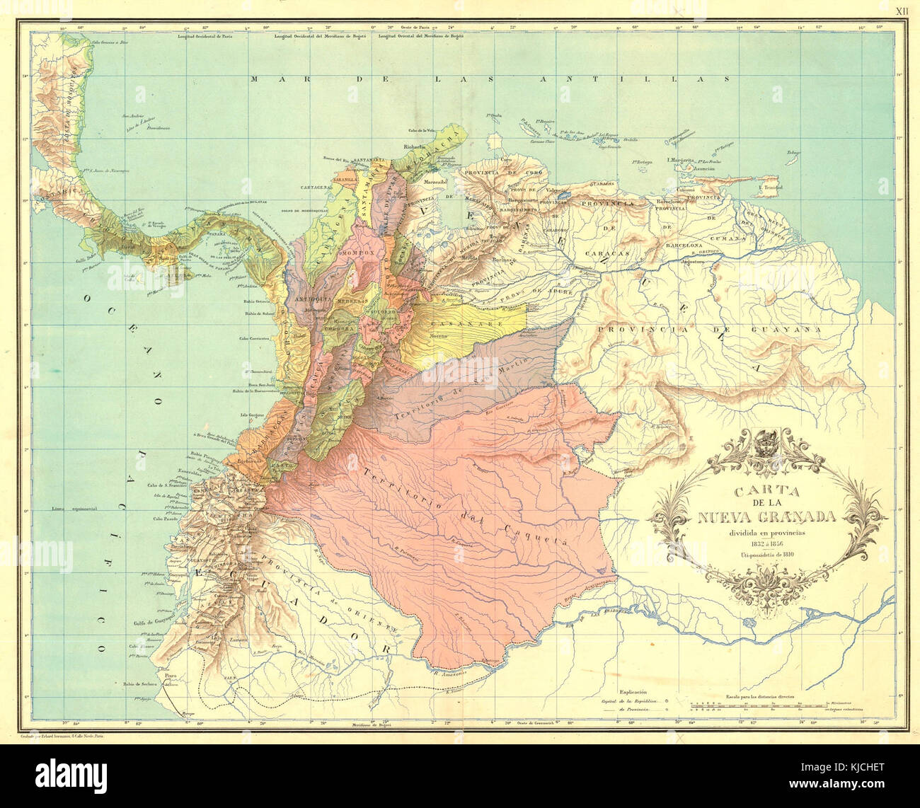 Provincias de la Nueva Granada 1851 Stock Photo - Alamy