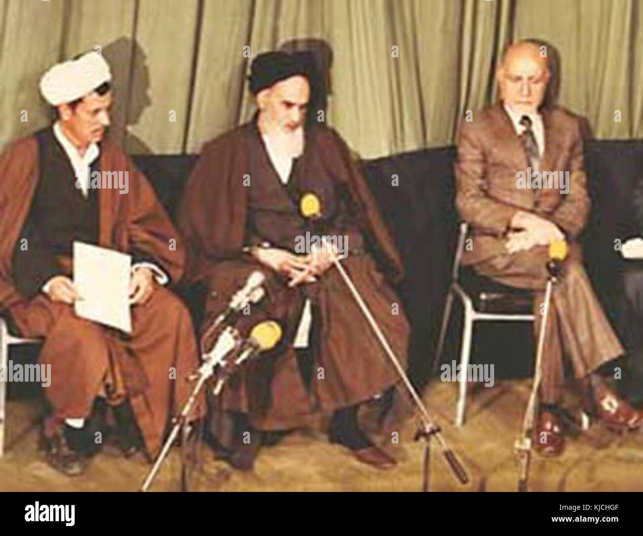 A photograph of key political figures in Iran during the revolution ...