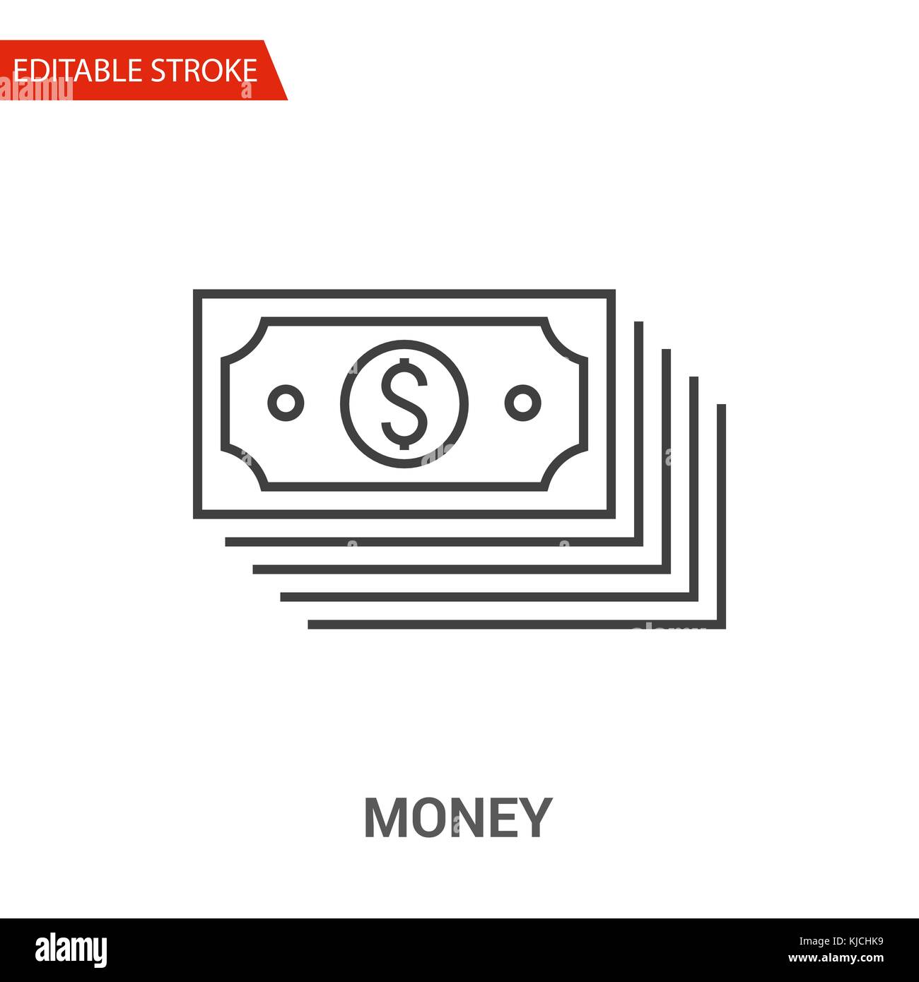 Money Icon. Thin Line Vector Illustration. Adjust stroke weight ...