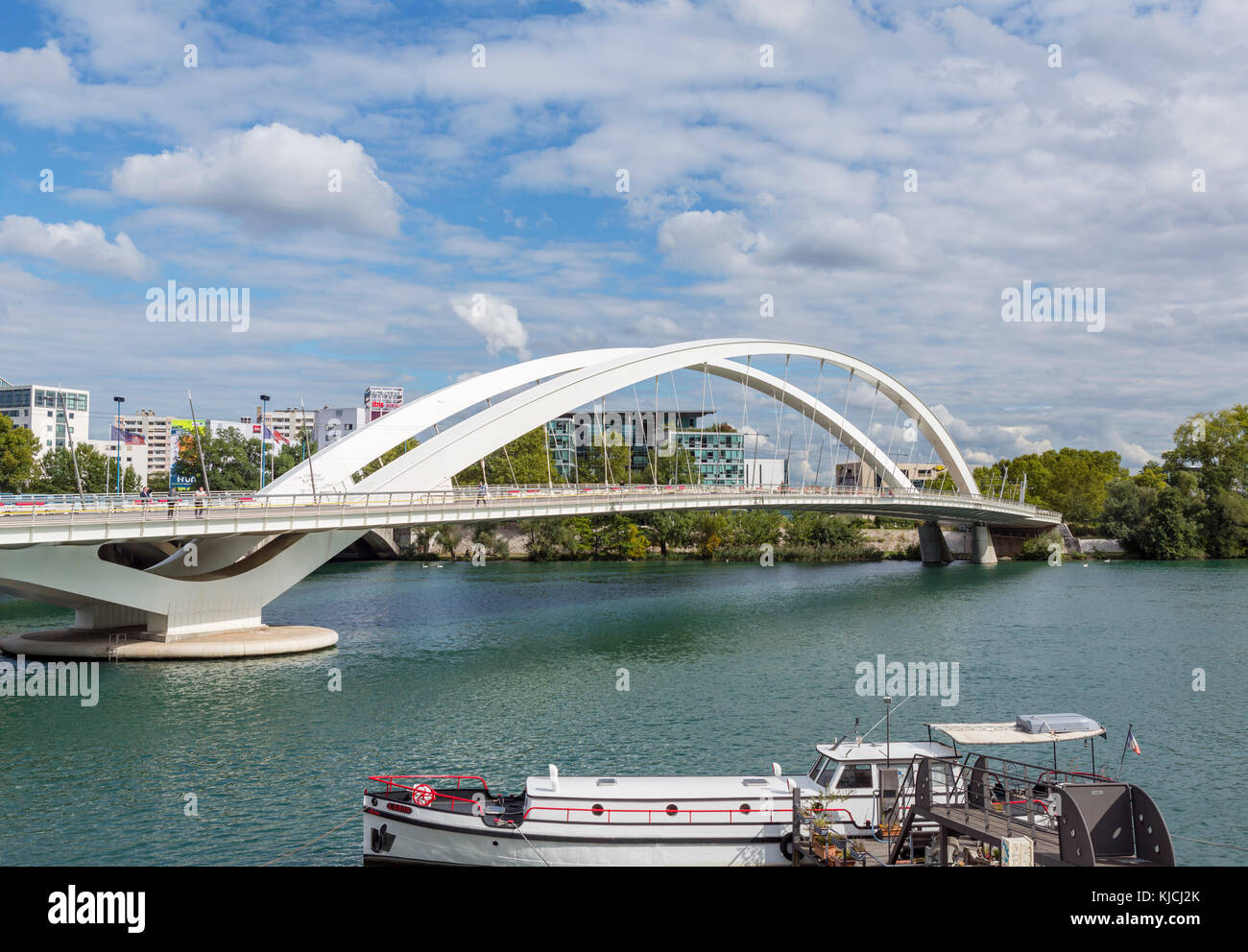 Raymond Barre Bridge (Pont Raymond-Barre) over the River Rhone ...