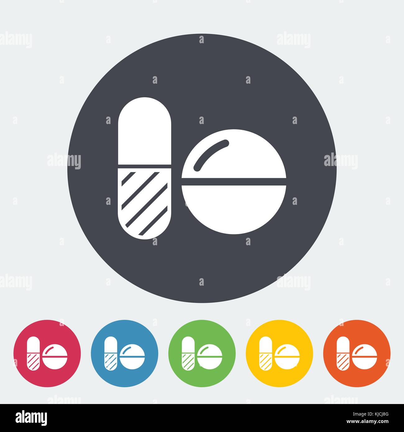 Contraceptive pills. Single flat icon on the button. Vector ...
