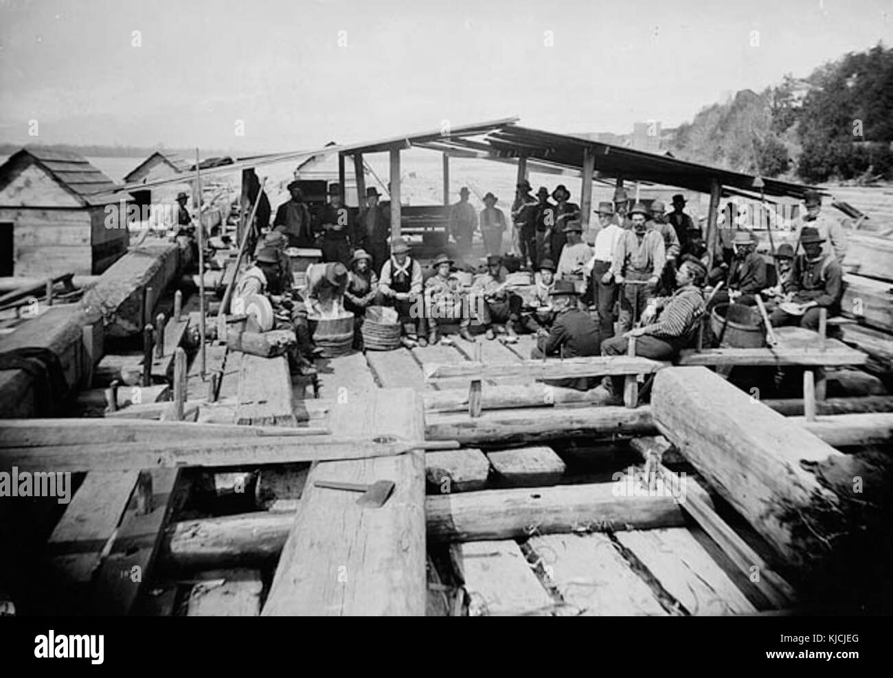 Timber raft 1880 Stock Photo - Alamy