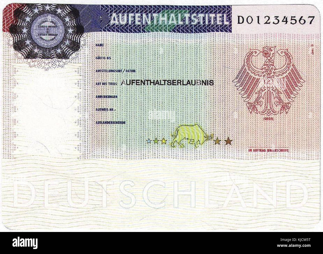 Aufenthaltserlaubnis Deutschland bis2004 Stock Photo - Alamy