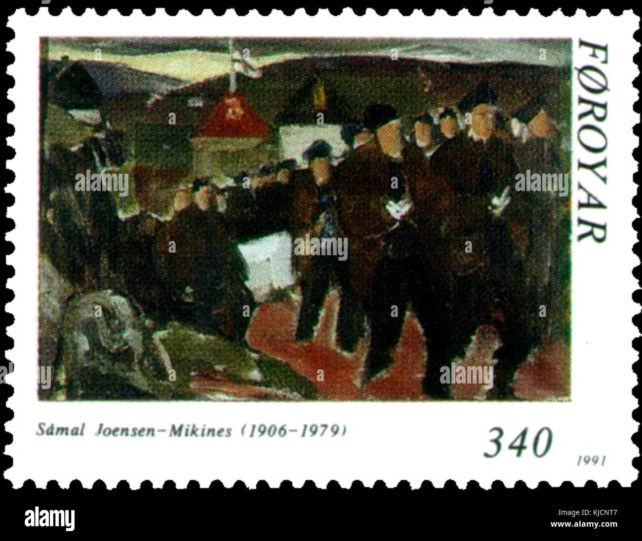 Faroe stamp 217 mikines funeral procession Stock Photo - Alamy