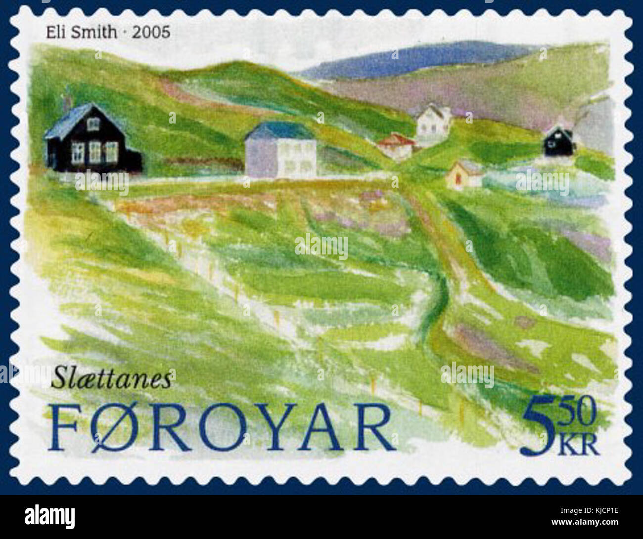 Faroe stamp 508 vagar slaettanes Stock Photo - Alamy