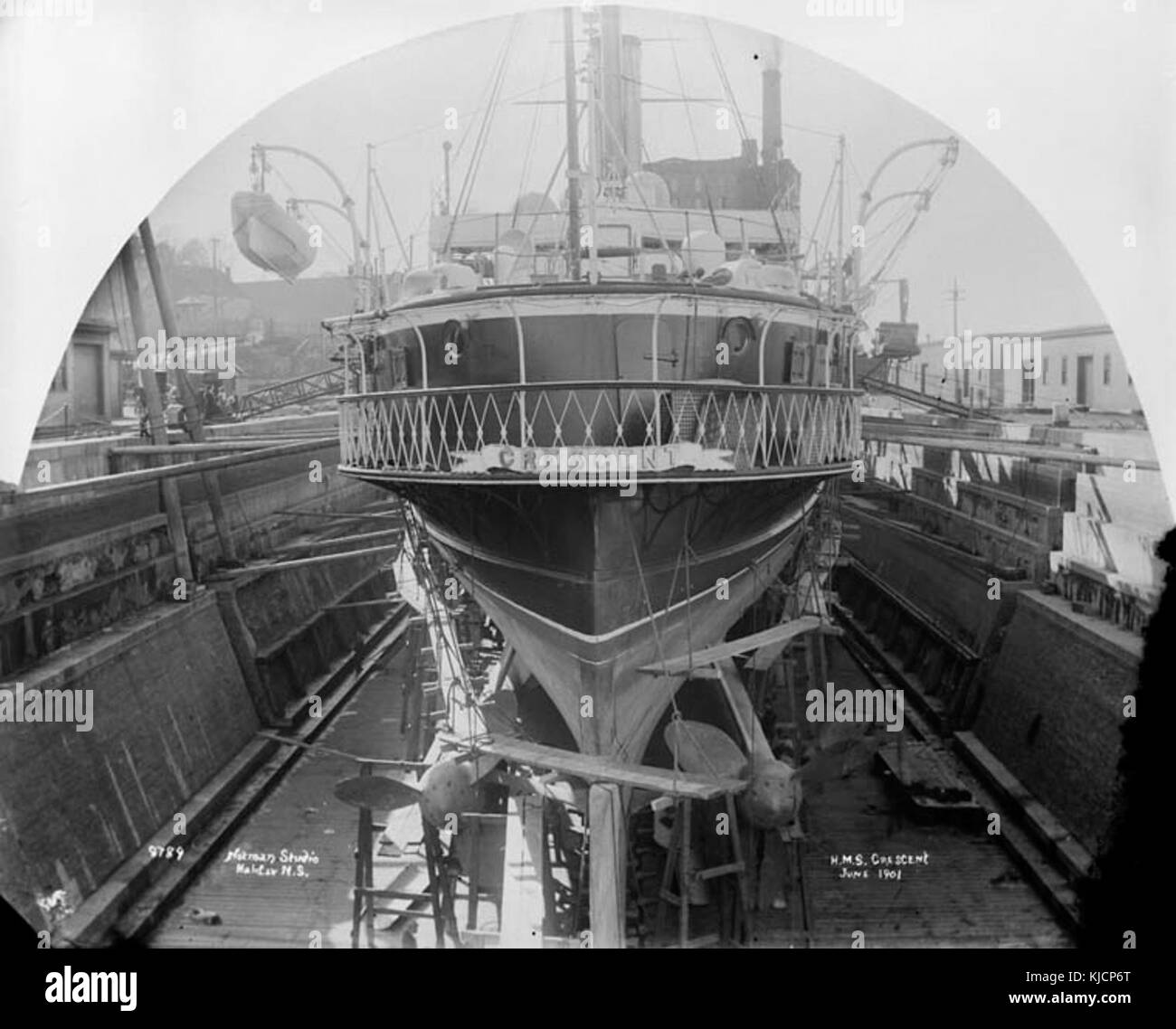 HMS Crescent in Drydock at Halifax 1901 LAC 3332927 Stock Photo - Alamy