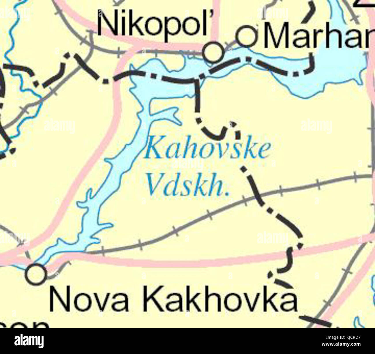 The Kakhivka Reservoir is a large water reservoir located in Ukraine ...