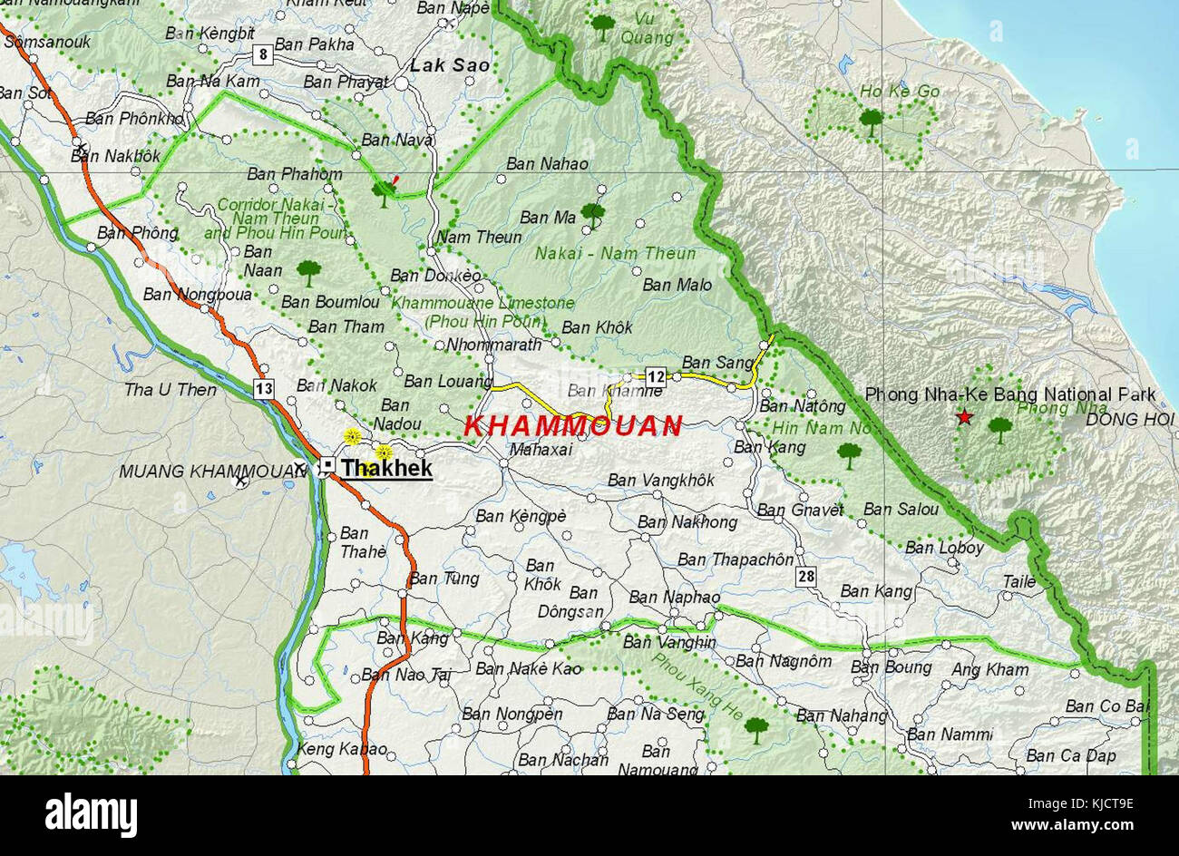 Map of Khammouane Province, Laos Stock Photo - Alamy