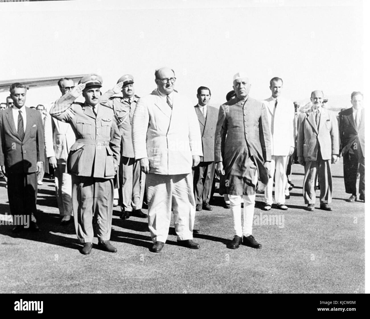 Prime Minister Sabri al Asali welcoming Jawaharlal Nehru at Damascus ...