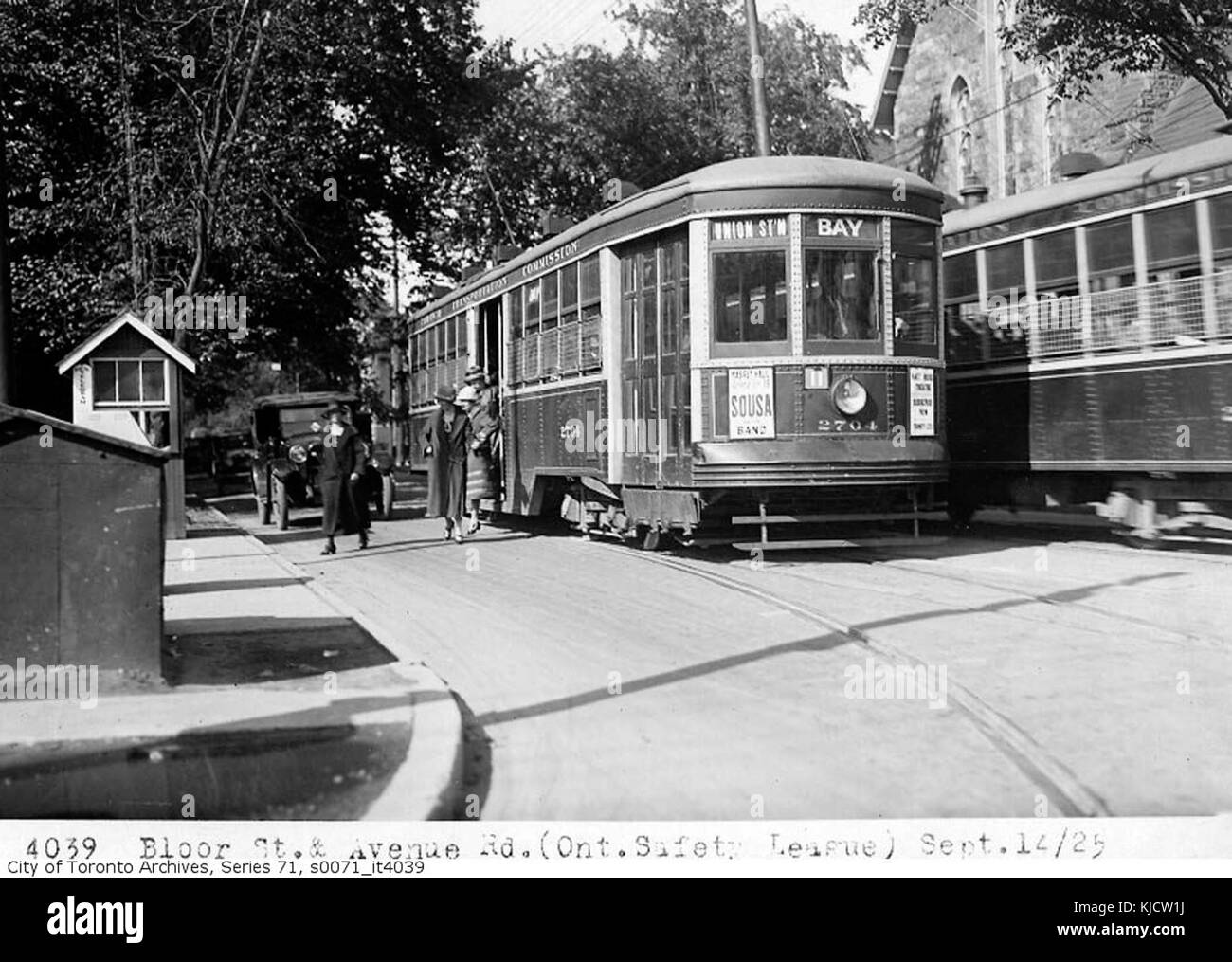 Peter Witt streetcar on former Bay Street route, in Toronto, in 1925 ...