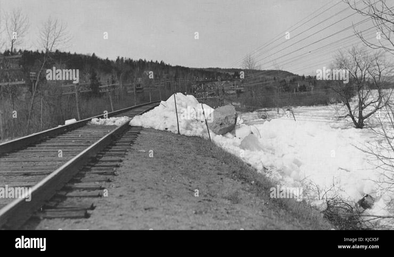 Spring freshet and ice break up at railway tracks Stock Photo - Alamy