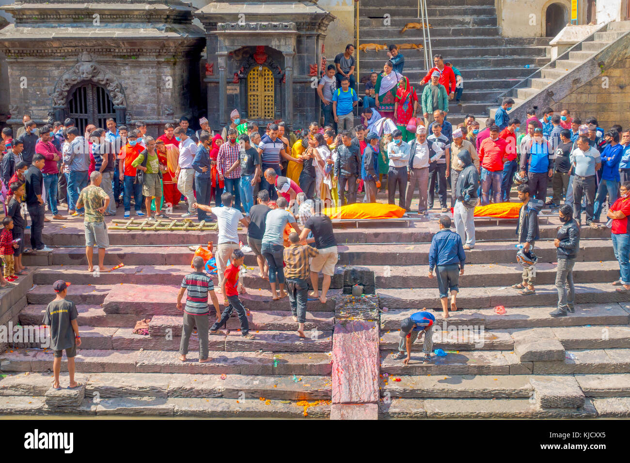 KATHMANDU, NEPAL OCTOBER 15, 2017: Religious burning ritual at ...