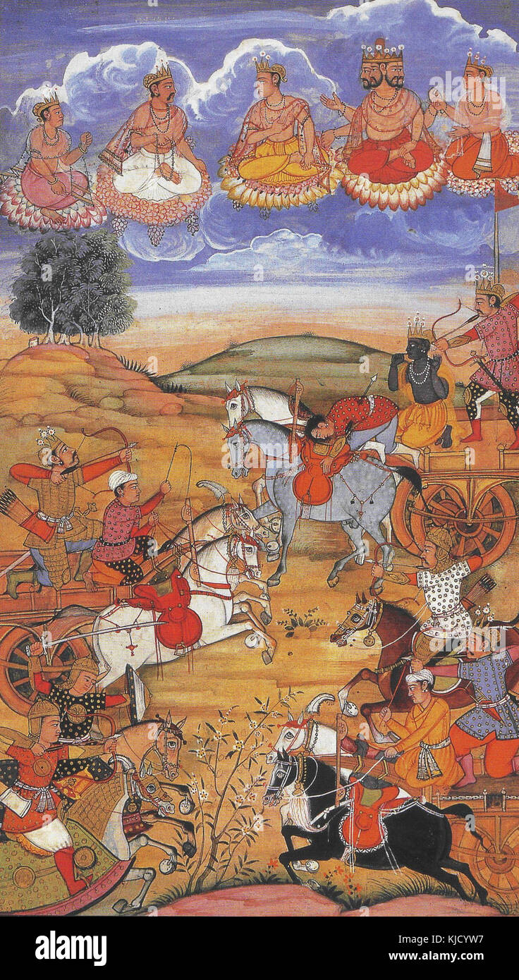 Arjuna BattlesWith the Kauravas At Kuruksheta Bhagavad Gita Stock Photo ...