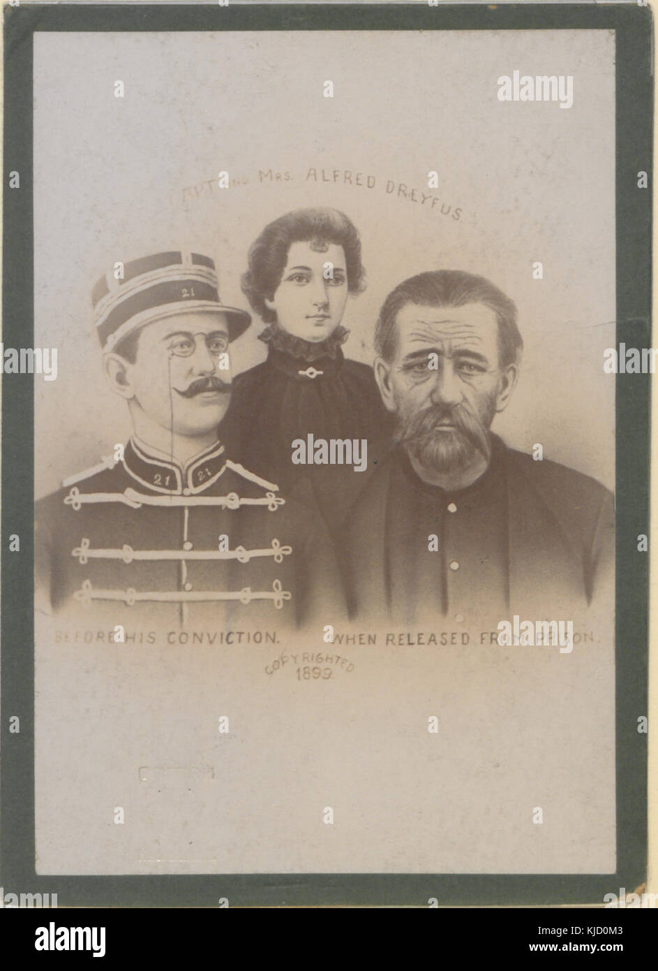 Captain and Mrs Alfred Dreyfus, before his conviction and when released ...