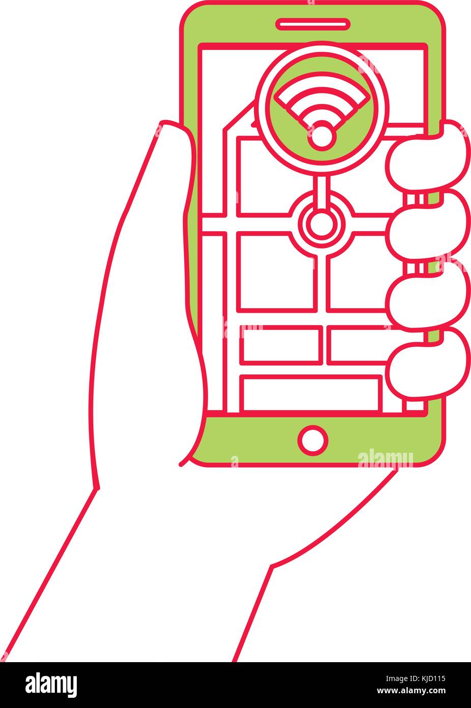 hand holding smartphone gps navigation connection wifi Stock Vector ...