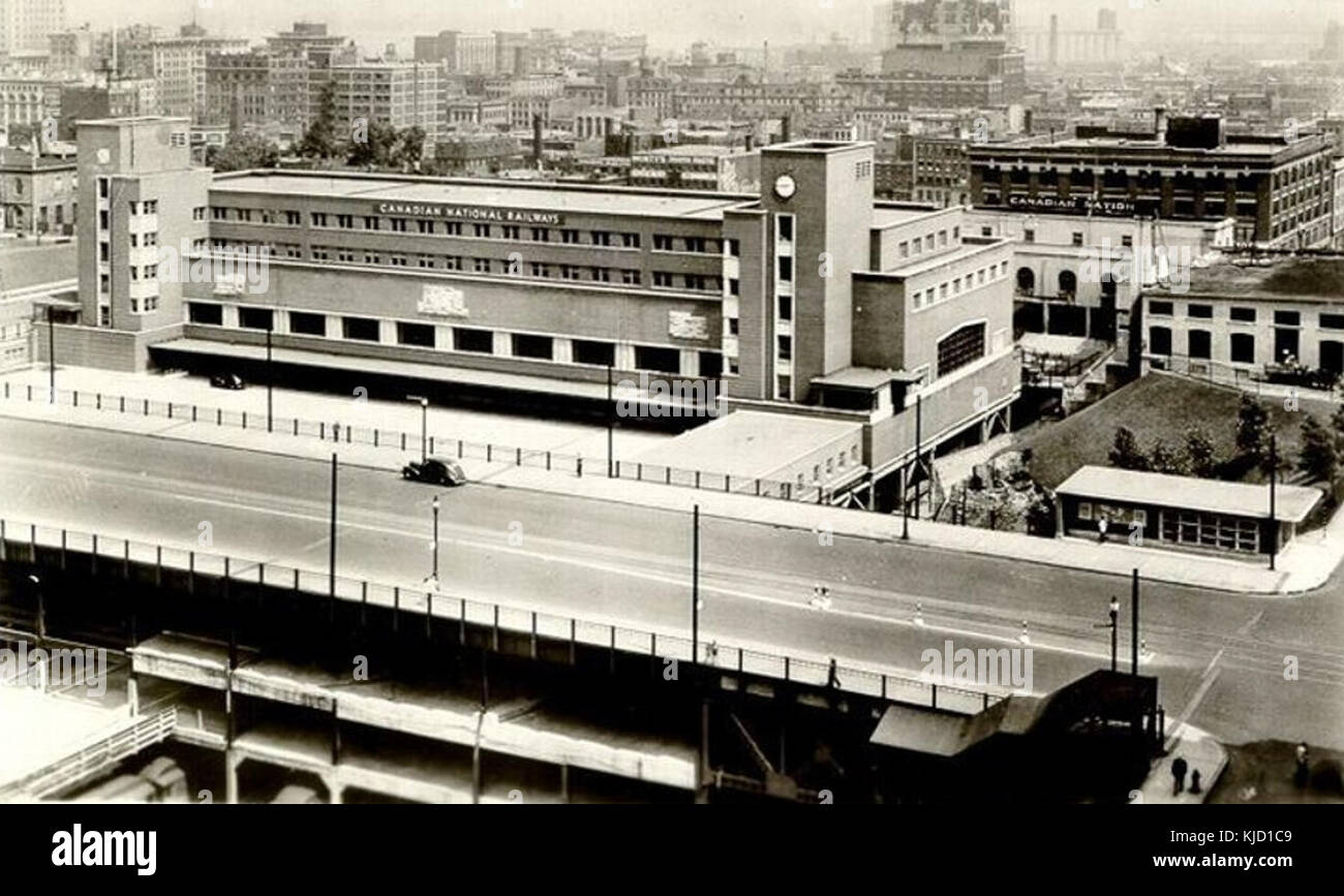 This cropped image focuses on the Canadian National Central Station in ...