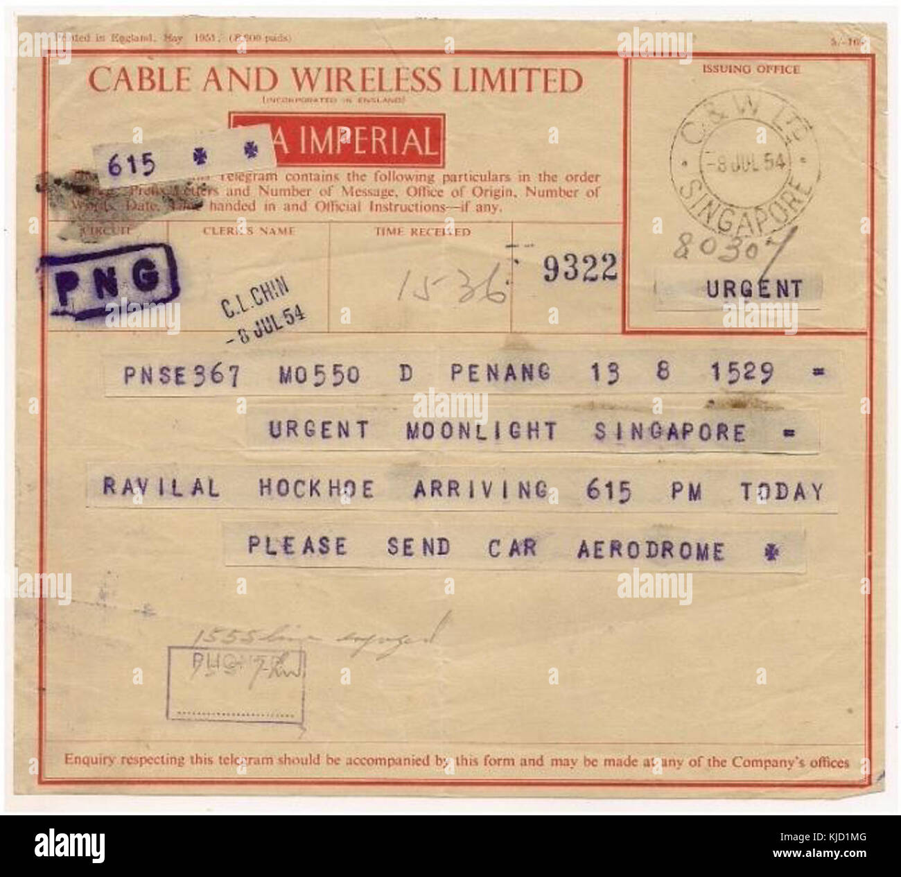 1954 telegram Cable & Wireless Stock Photo - Alamy
