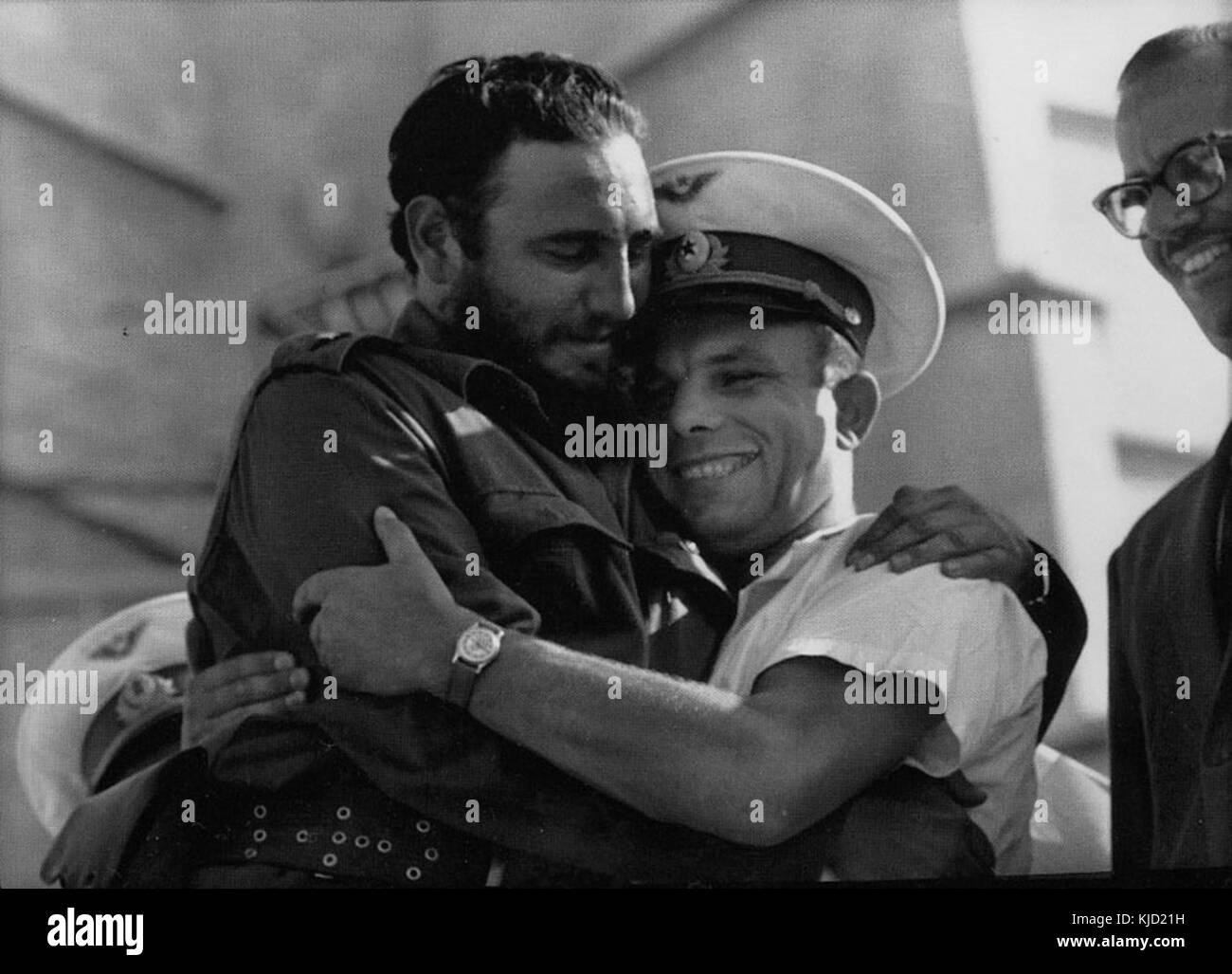 A historic moment depicting Fidel Castro embracing Yuri Gagarin ...