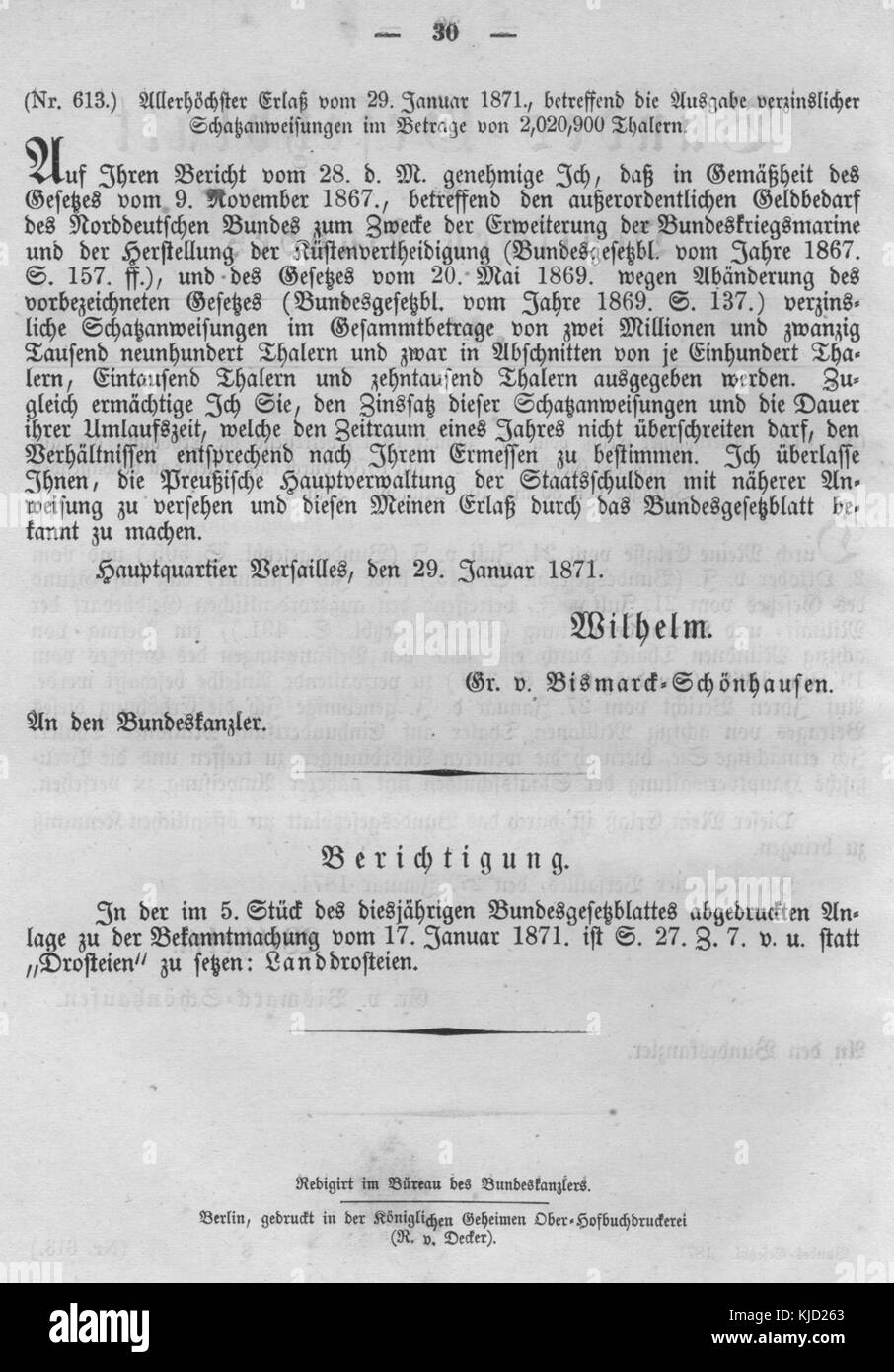 Deutsches Reichsgesetzblatt 1871 006 030 Stock Photo - Alamy