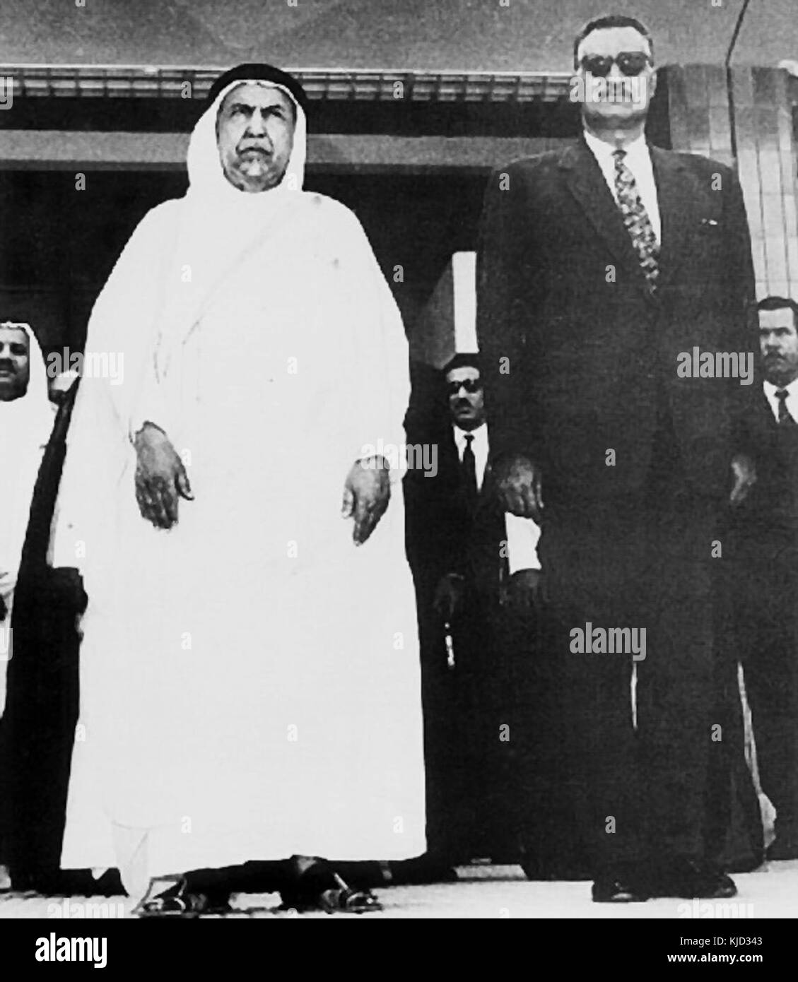 Gamal Abdel Nasser with Shaikh Abdullah III Al Salim Al Sabah Stock ...