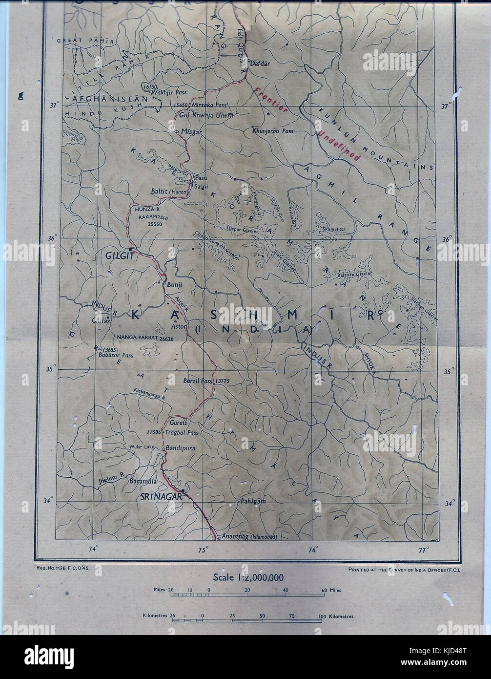 Map of kashmir hi-res stock photography and images - Alamy