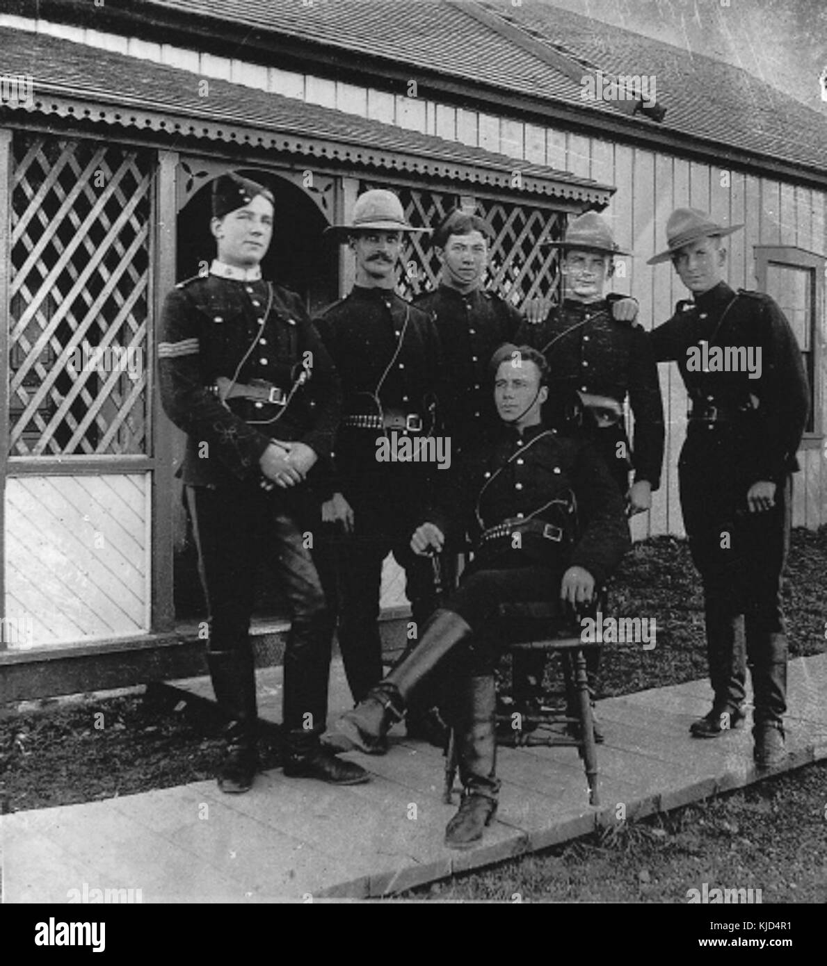 A historical photograph of the North West Mounted Police, taken around ...