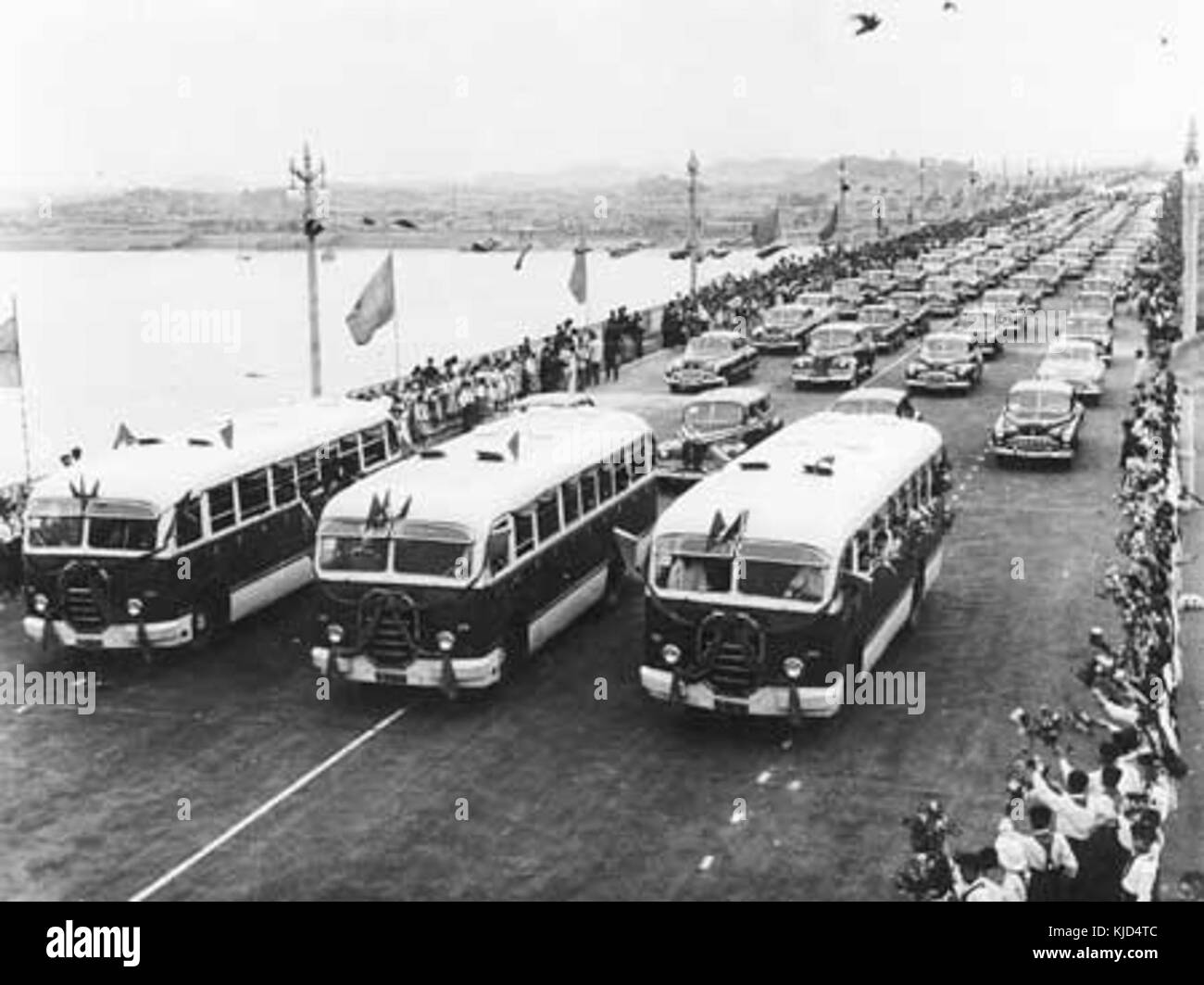 The opening of the Wuhan Changjiang Bridge, a significant ...