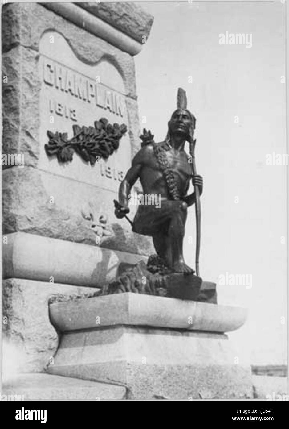 Native statue at Champlain Monument Stock Photo - Alamy