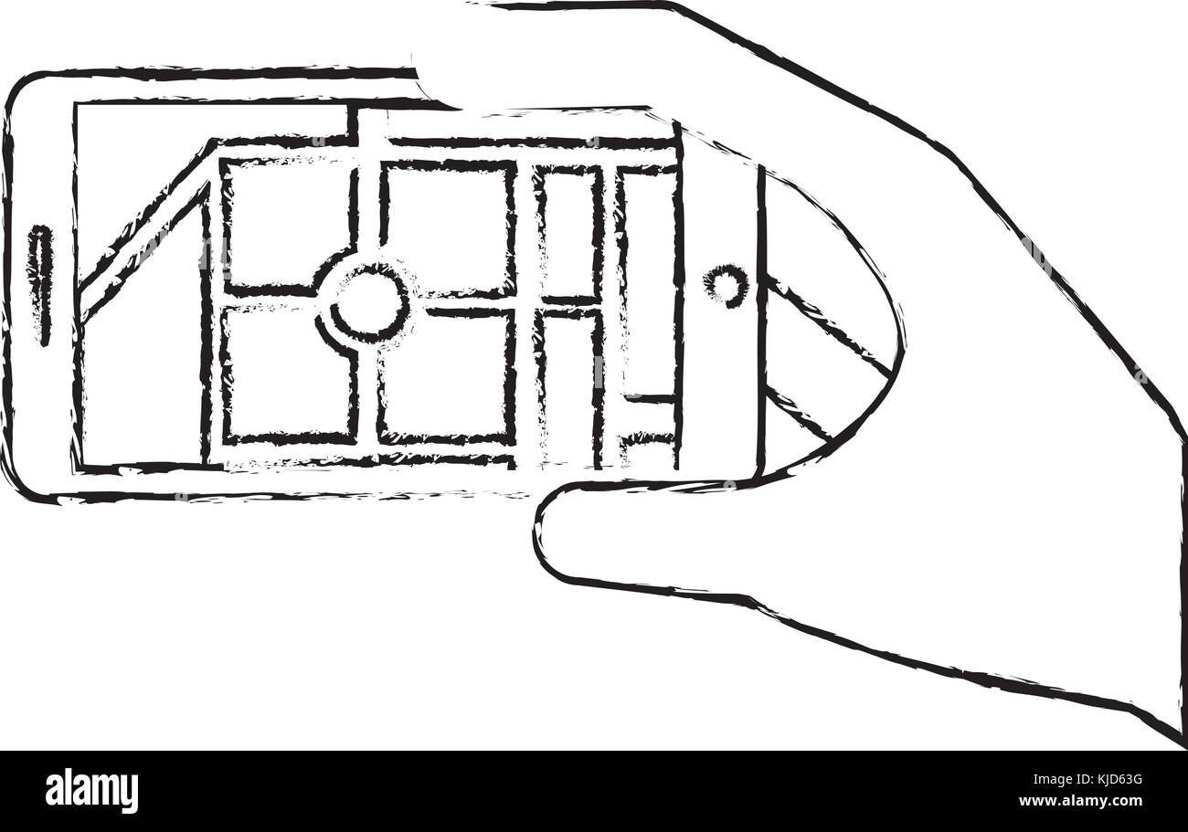 hand holding smartphone gps navigation map route street city Stock ...