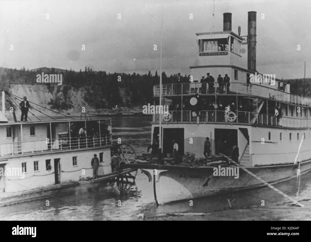 The steamship D.A. Thomas and the Peace River, moored together Stock ...