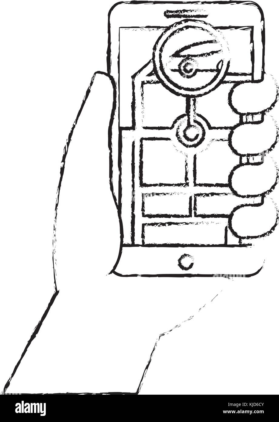 hand holding smartphone gps navigation car road marker Stock Vector ...