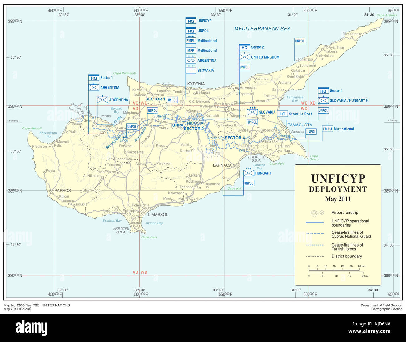 UNFICYP map may 2011 Stock Photo - Alamy