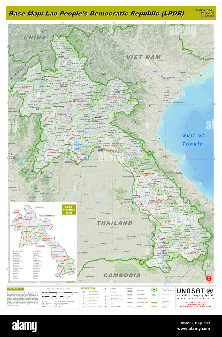 UNOSAT Laos Base Map Stock Photo - Alamy
