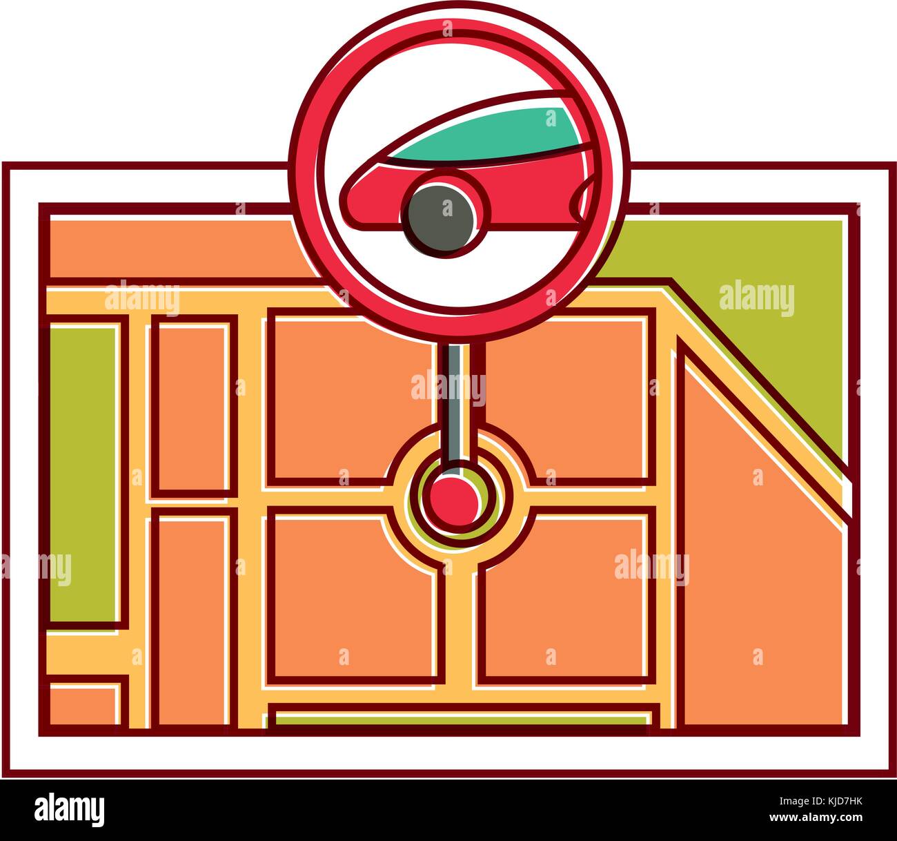 gps navigation map destination pointer car vehicle Stock Vector Image ...
