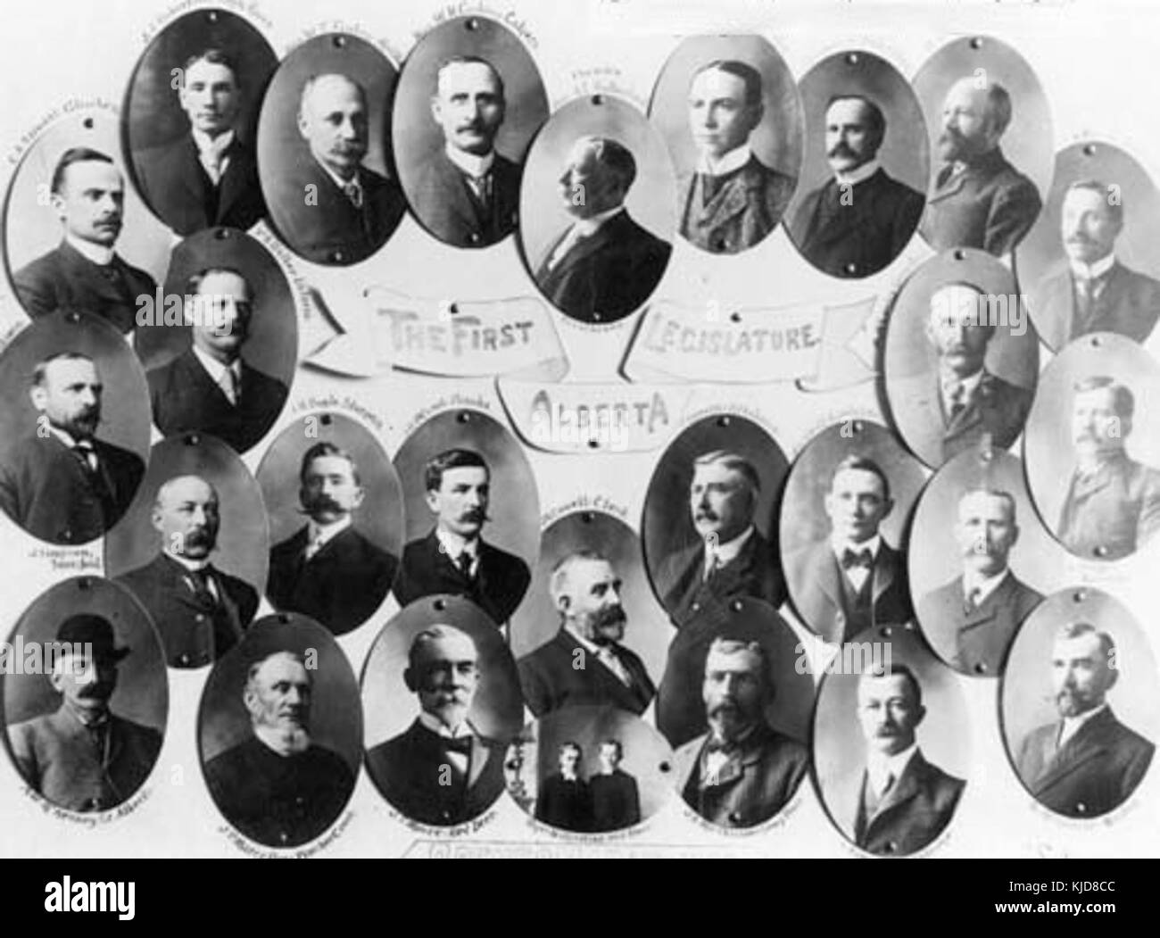 A historical photograph of the Alberta legislature in 1905. This image ...