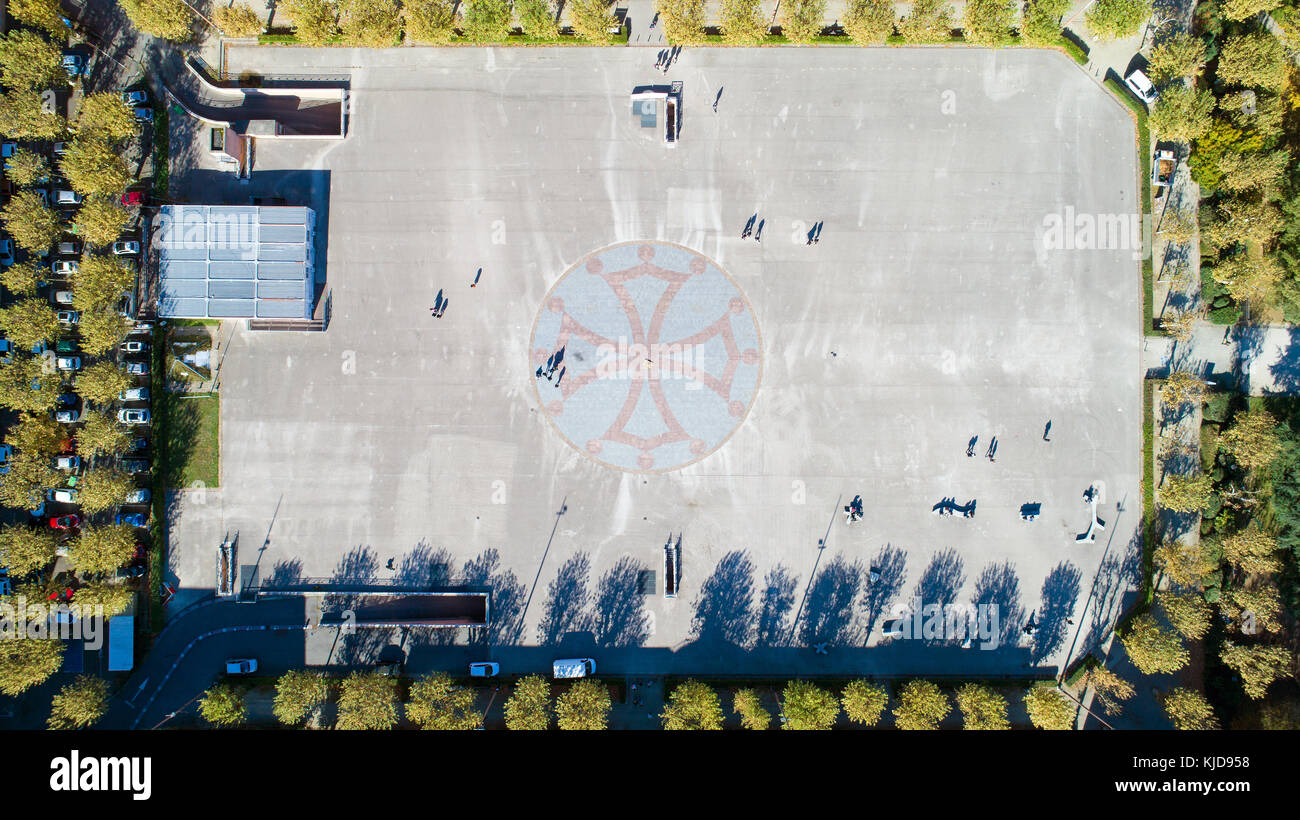 Aerial view of the Europe plaza in Toulouse city, Haute Garonne, France ...