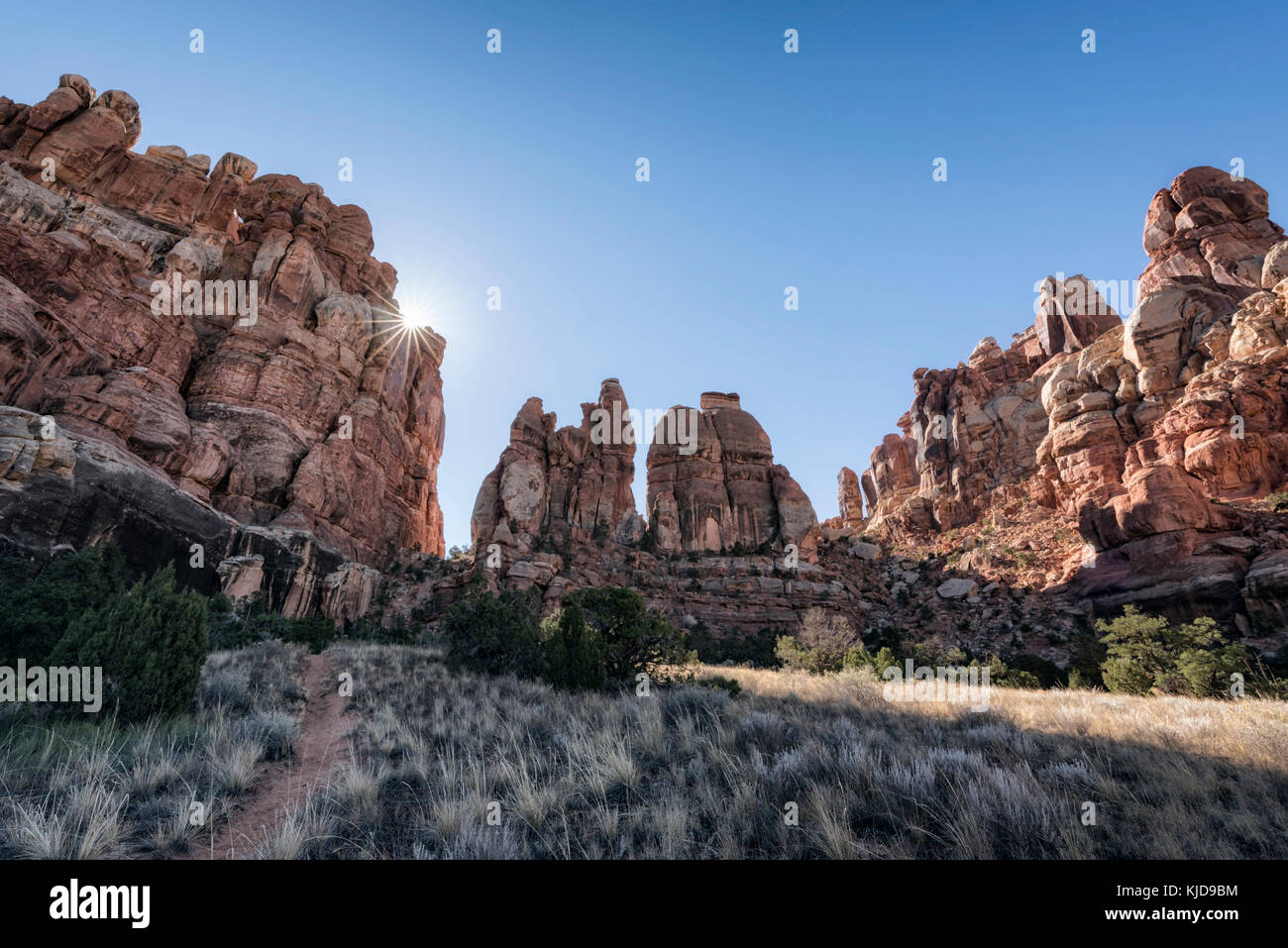 "Sun in blue sky over desert, Moab, Utah, United States Stock Photo - Alamy