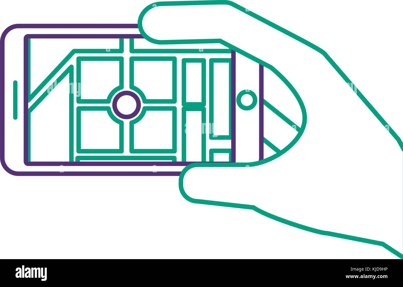 hand holding smartphone gps navigation map route street city Stock ...