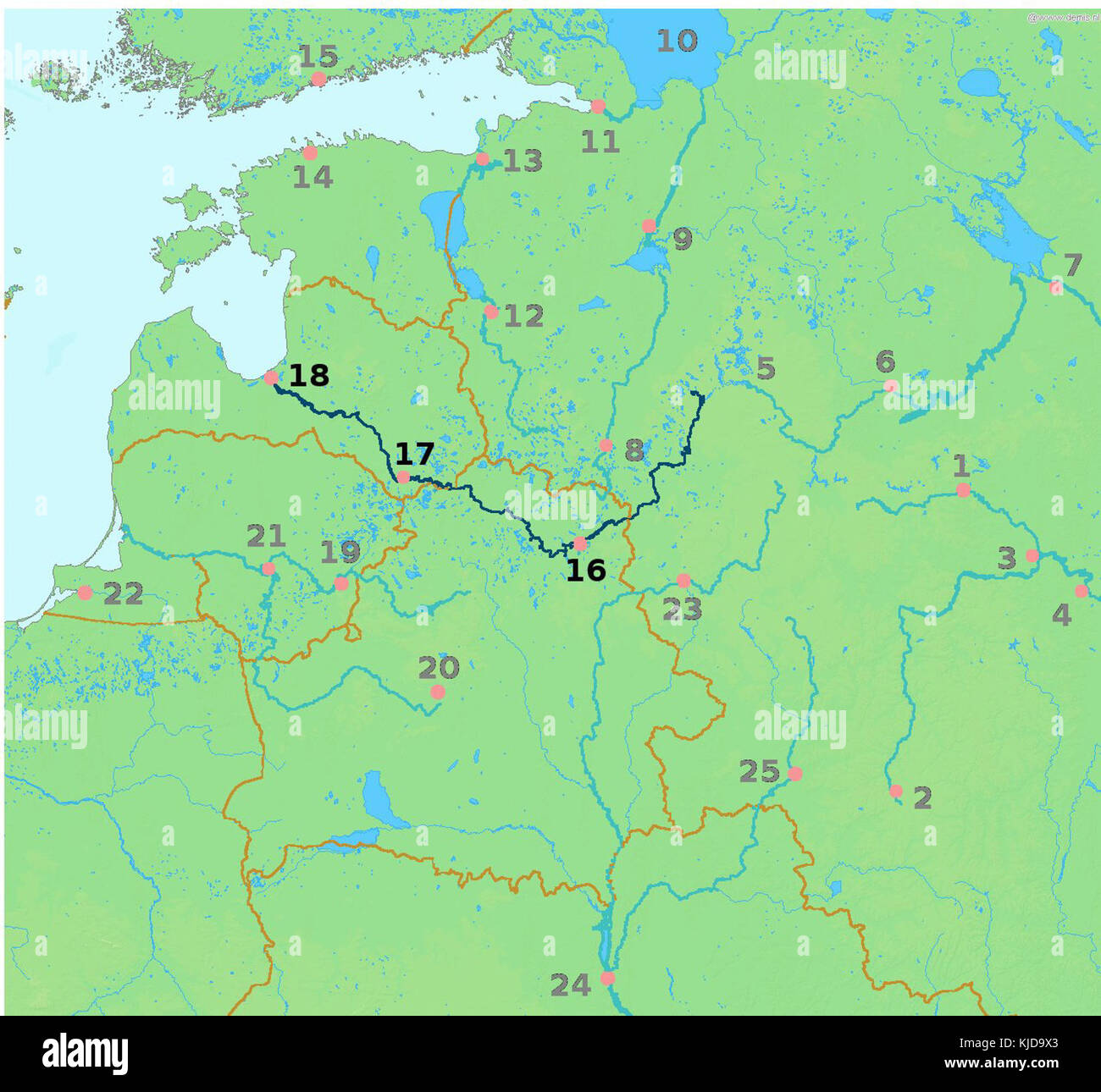 Daugava western dvina map Stock Photo - Alamy