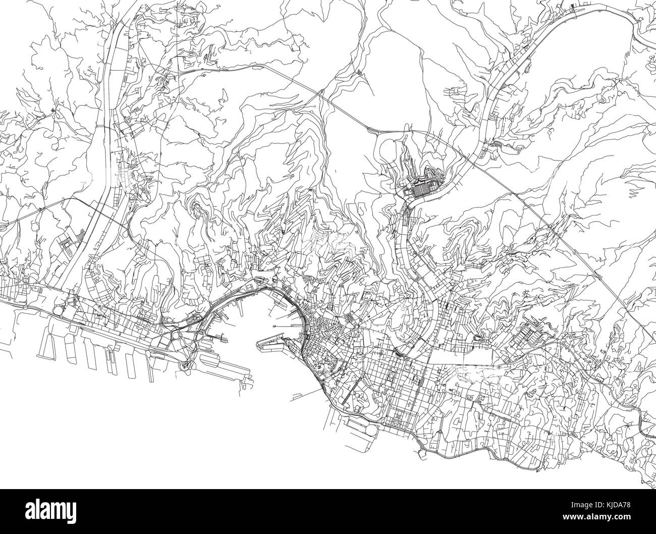 Streets of Genoa, city map, Liguria, Italy. Street map Stock Vector ...