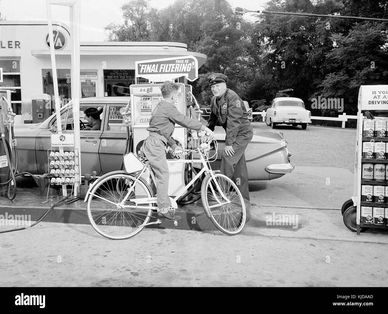 Filming advertisement for BA Oil at gas station Stock Photo - Alamy