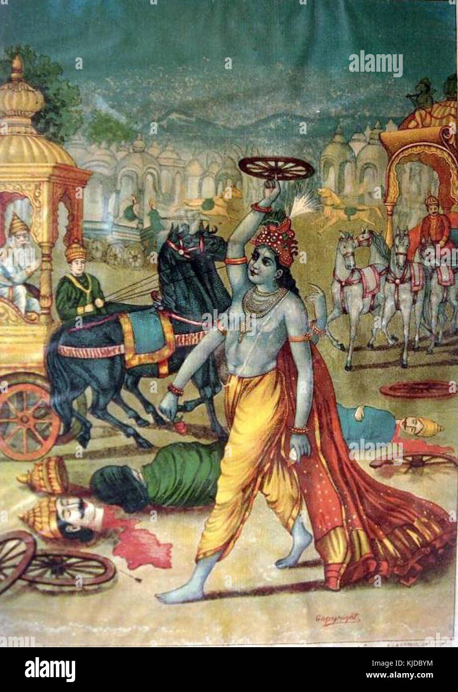 KRISHNA BREAKS HIS VOW Stock Photo - Alamy