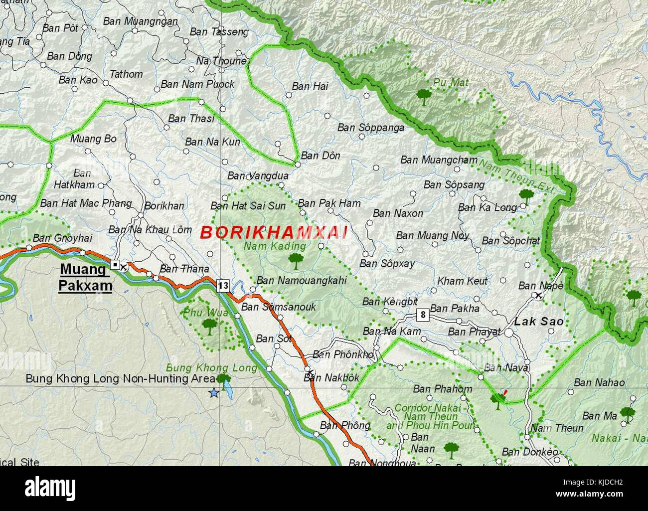 This map illustrates the geographical layout of Bolikhamsai Province in ...