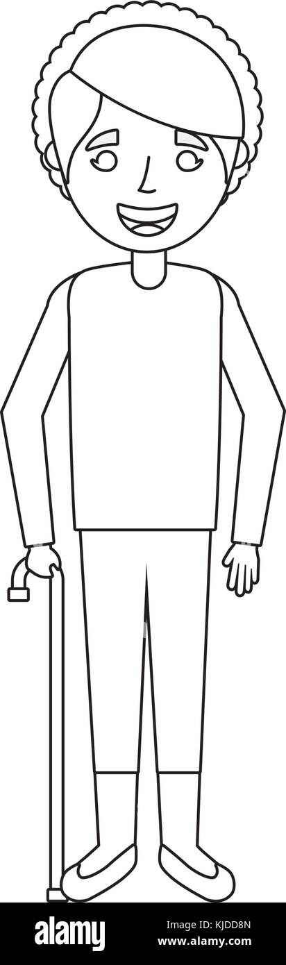 Senior cane cartoon illustration Black and White Stock Photos & Images ...