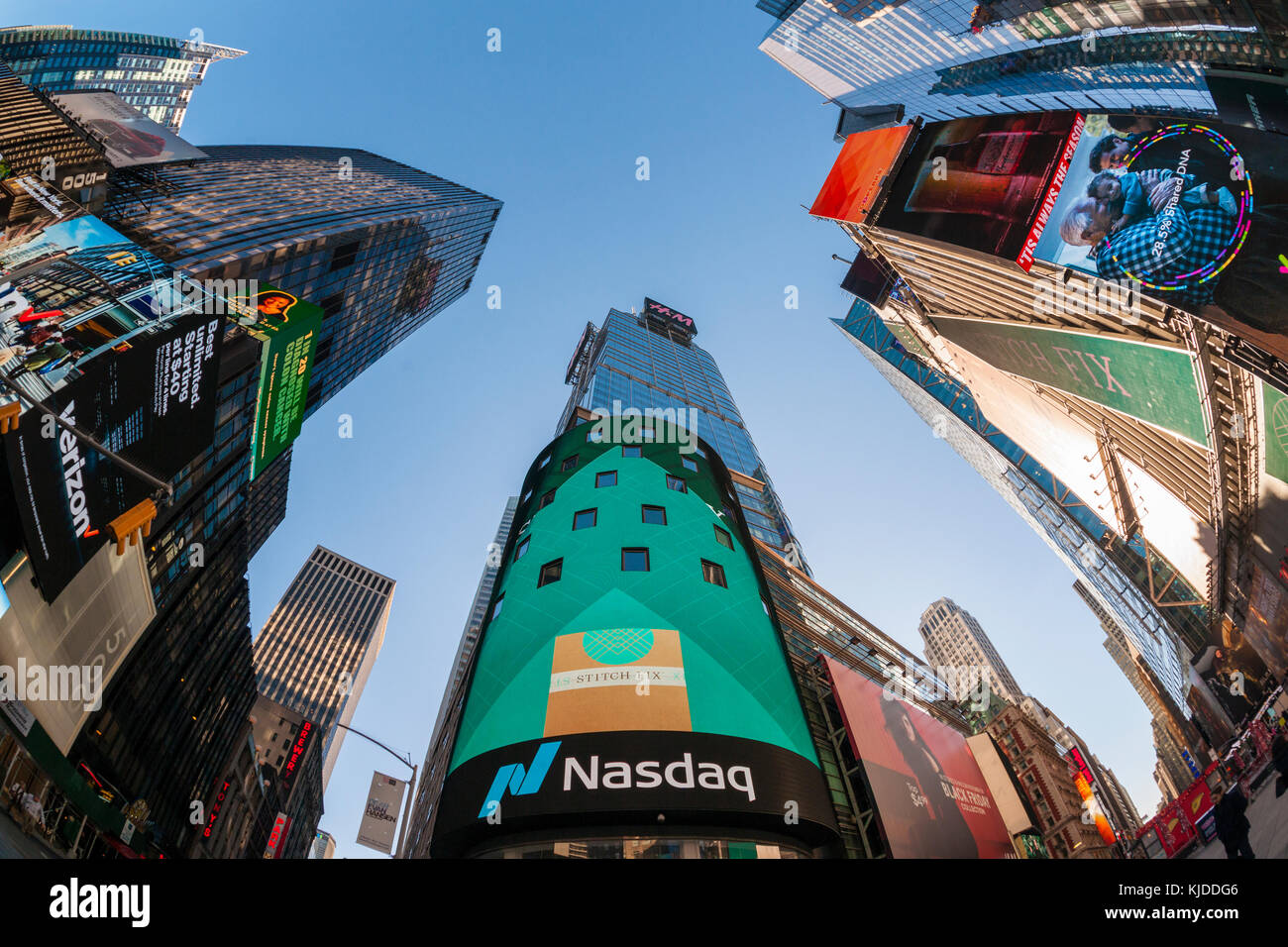 The video screen of the Nasdaq exchange in New York displays ...