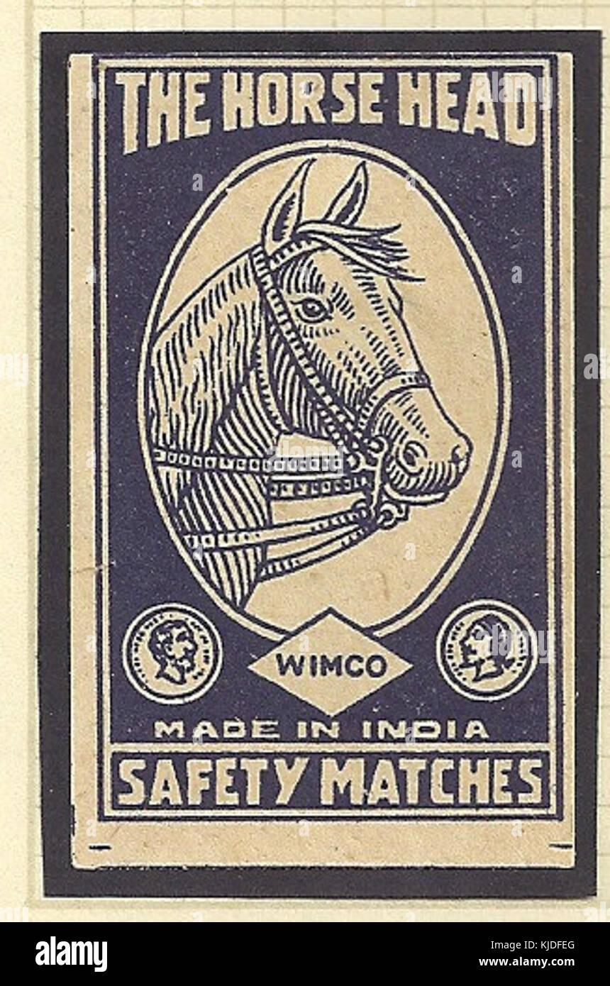 WIMCO Horse Head Matchbox 1920s Stock Photo - Alamy