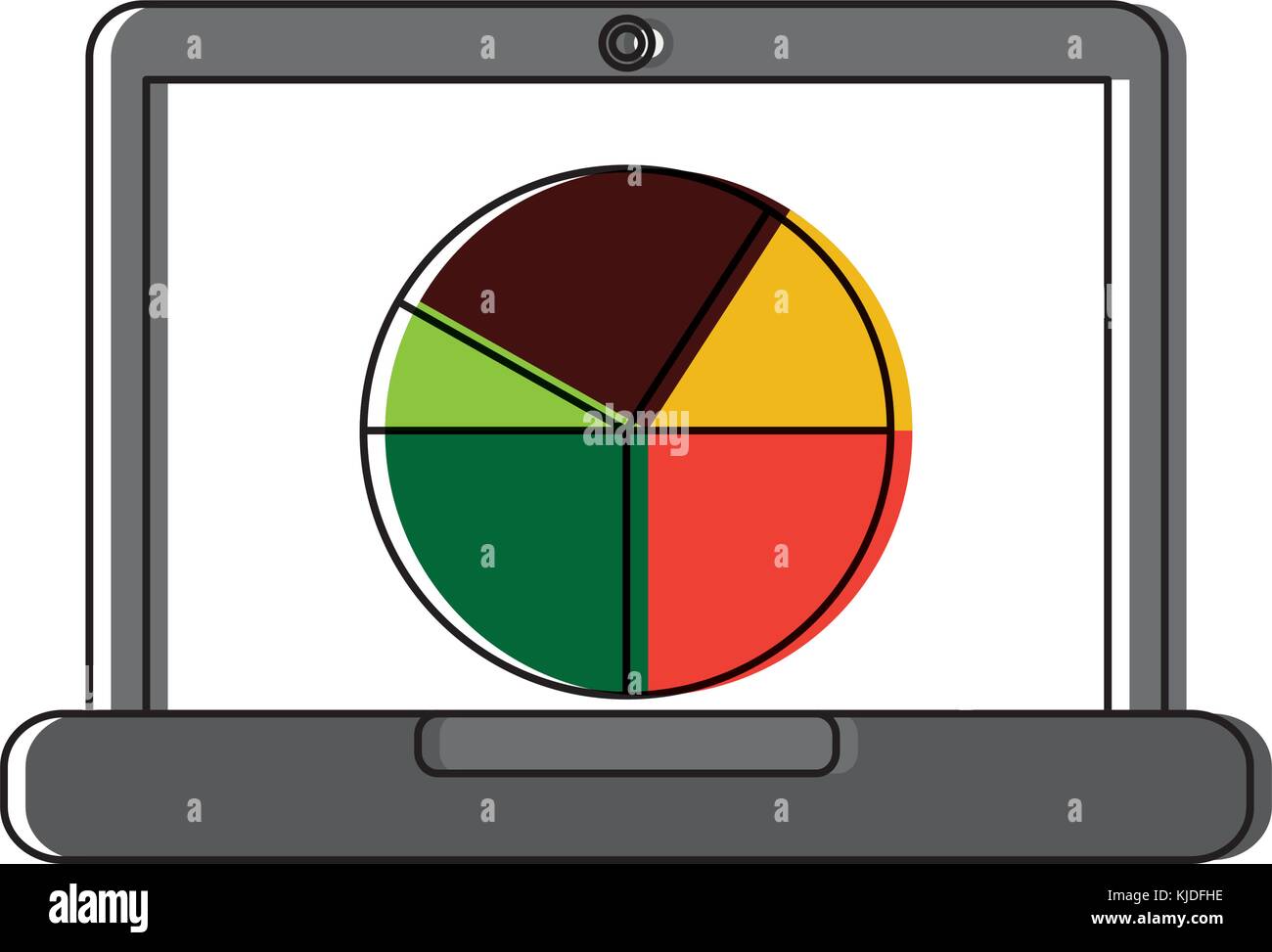 laptop computer screen diagram pie chart statistics business Stock ...