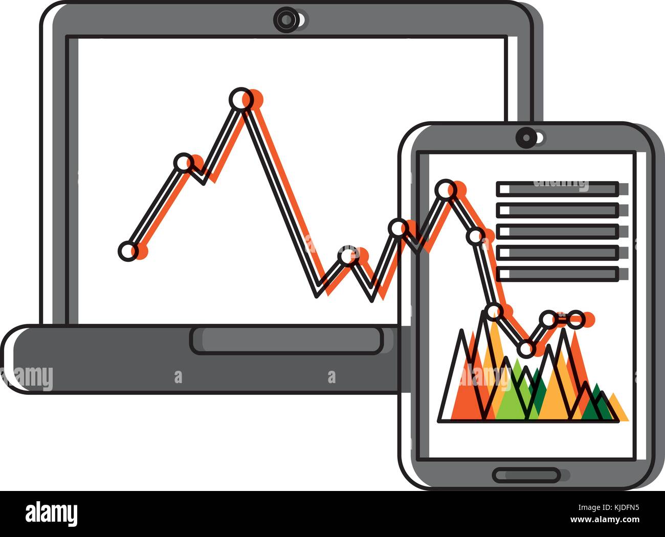laptop computer mobile screen chart graph business app Stock Vector ...
