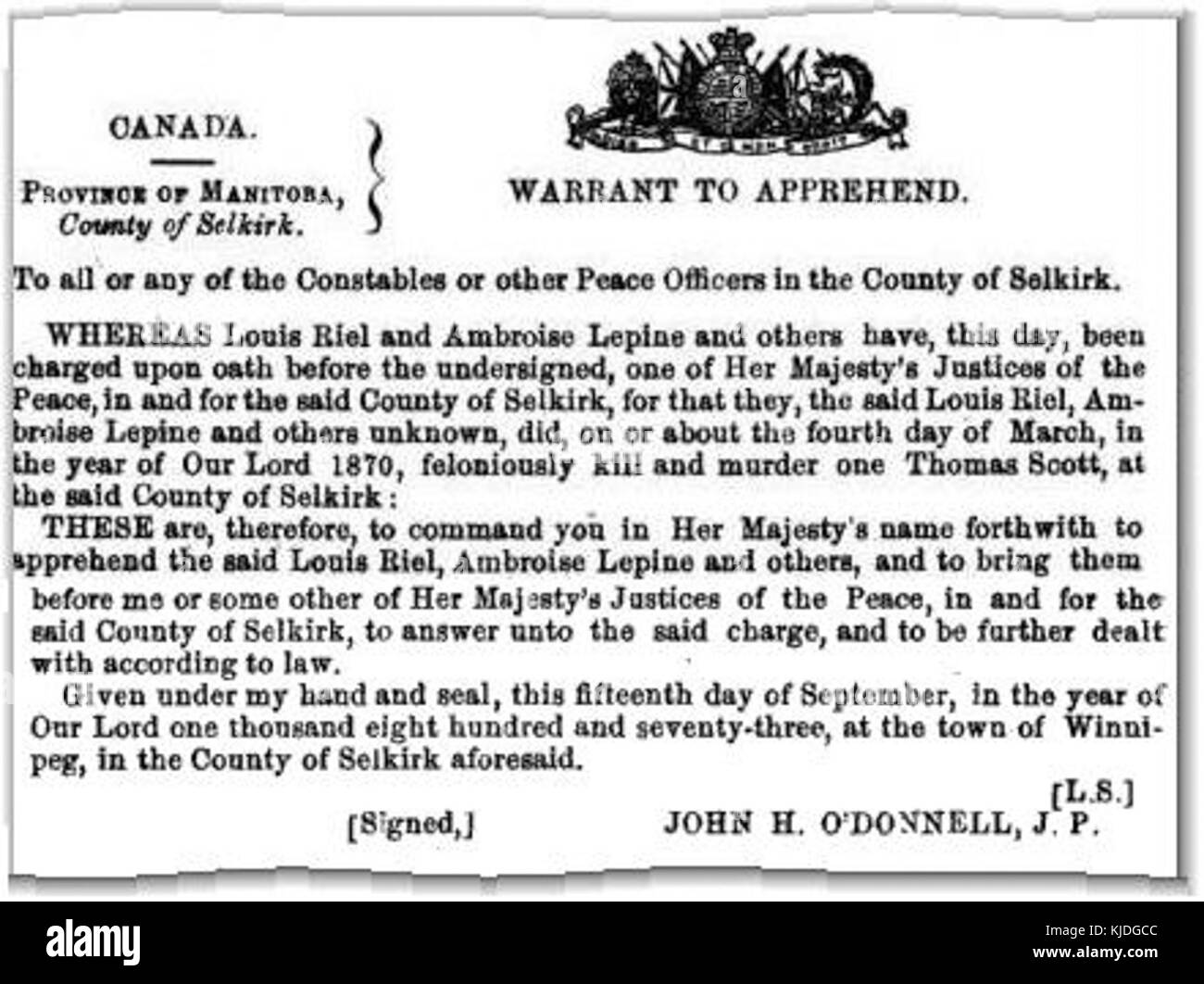 Warrant To Apprehend Stock Photo - Alamy